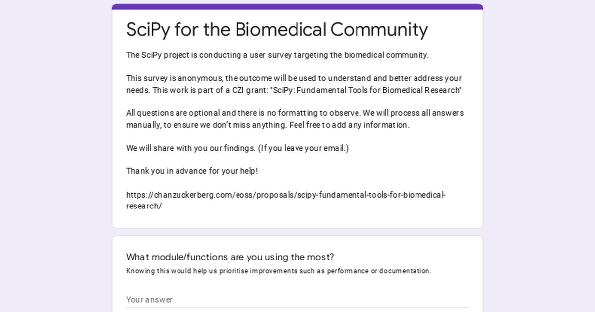 SciPy for Biomedical, a survey - scipy - Scientific Python SciPy for Biomedical, a survey - scipy - Scientific Python